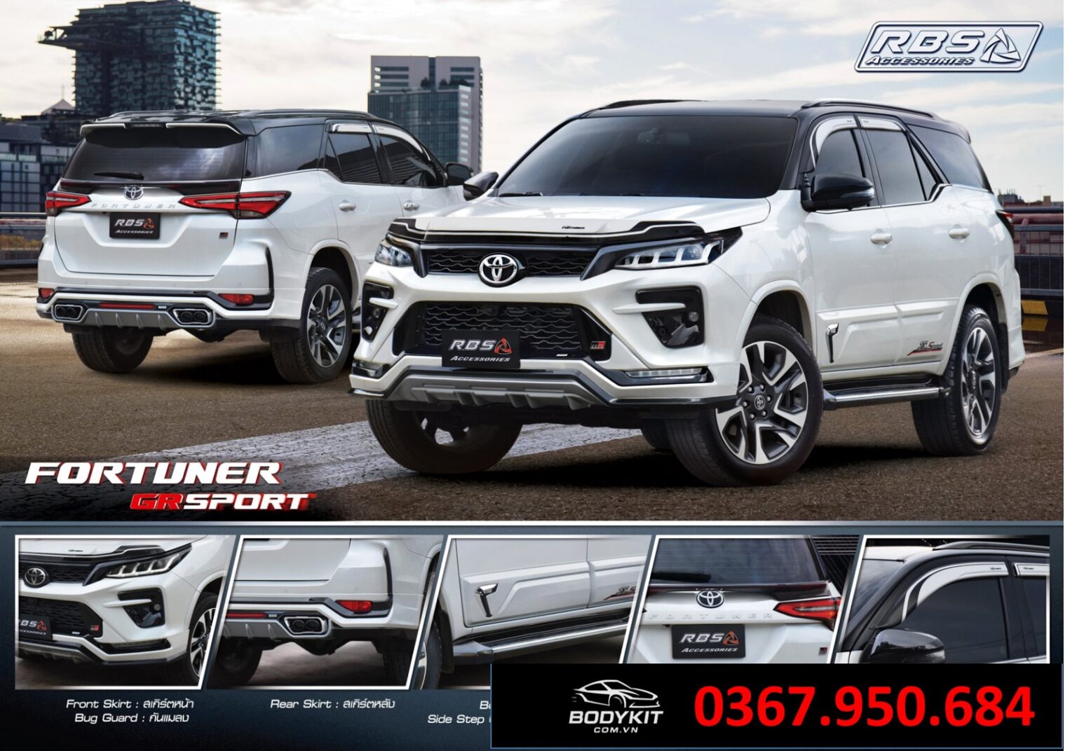 BODYKIT CHO TOYOTA FORTUNER BẢN 2020 GR SPORT - MẪU RBS