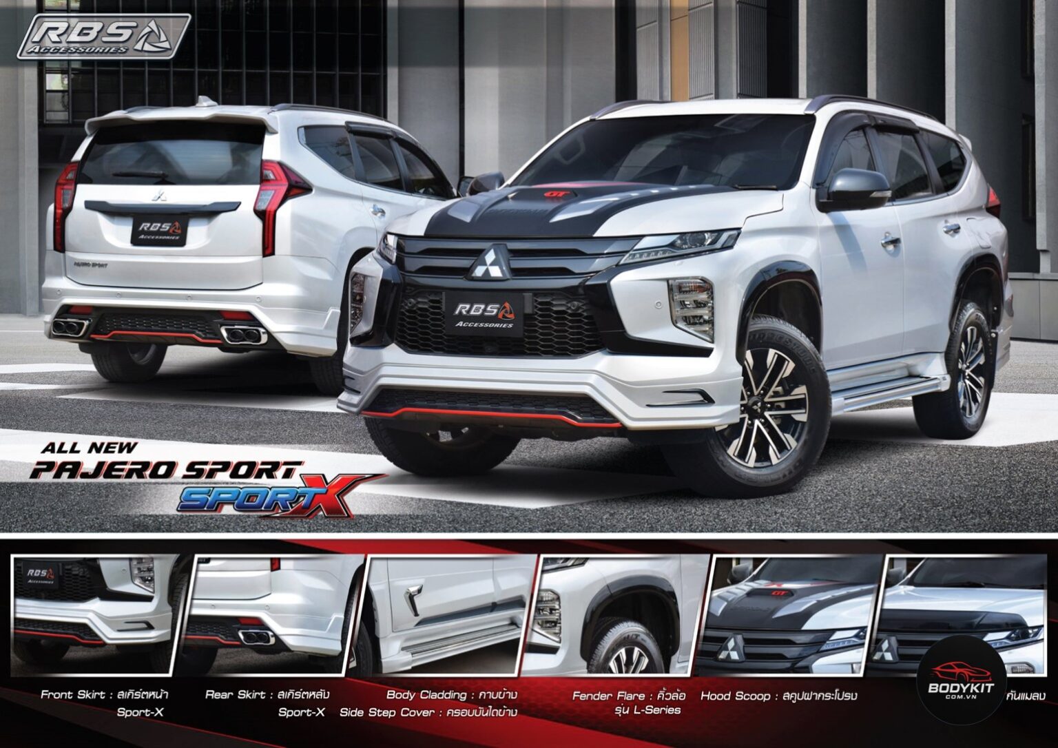 Body kit cho Pajero Sport 2020 - 2025 mẫu RBS Thái Lan